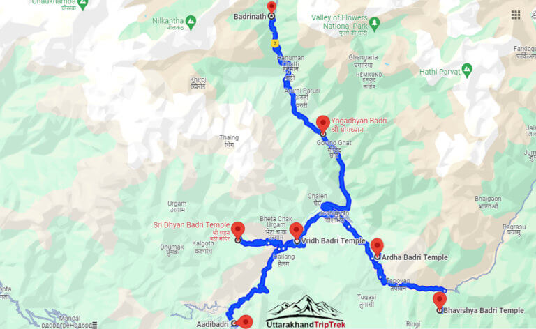 Sapt Badri Route Map – Uttarakhand Trip Trek